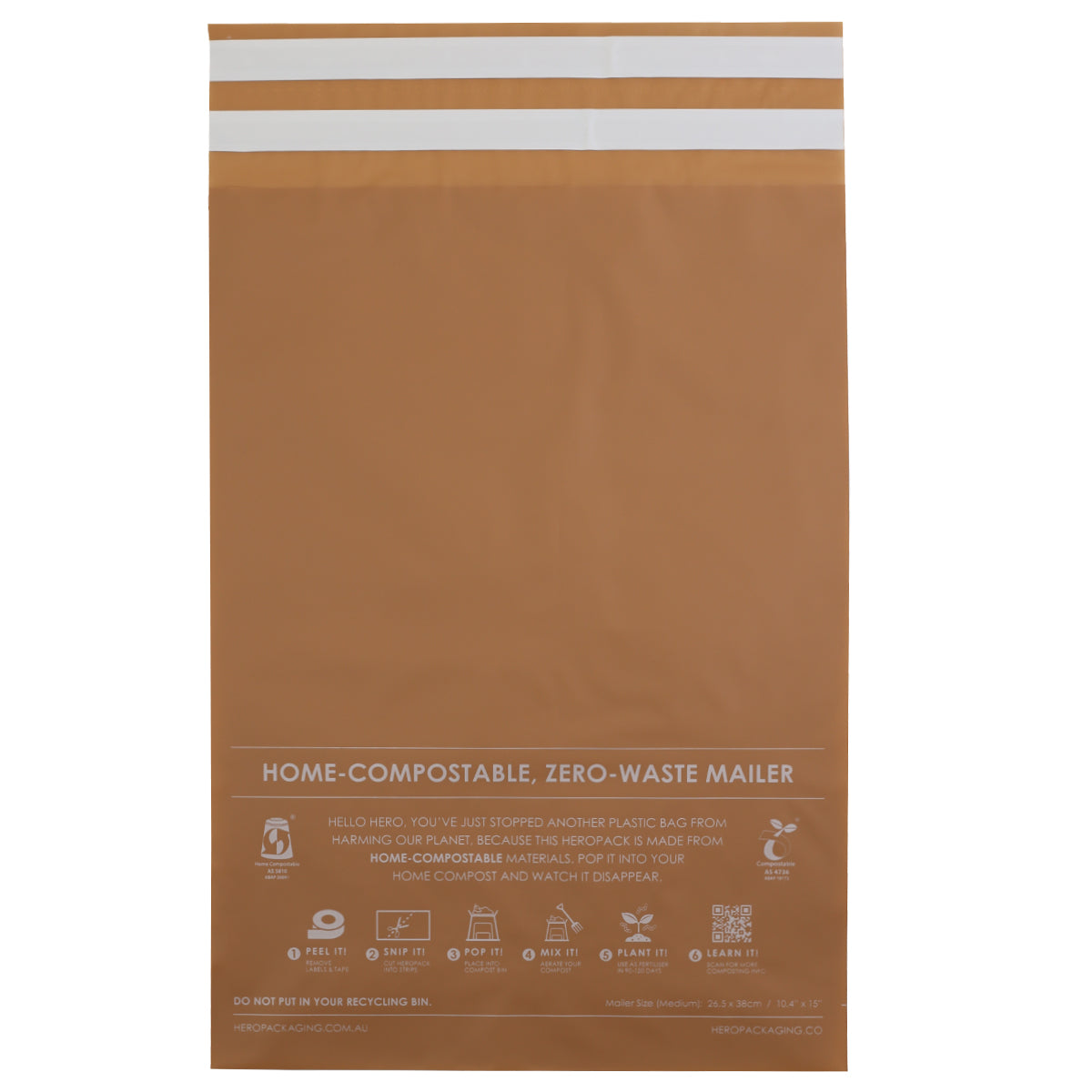 Home Compostable Latte & Nude / Tan Shipping Mailers | Hero Packaging