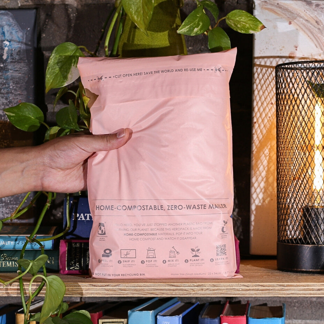 Home Compostable Pink Shipping Mailers | Hero Packaging